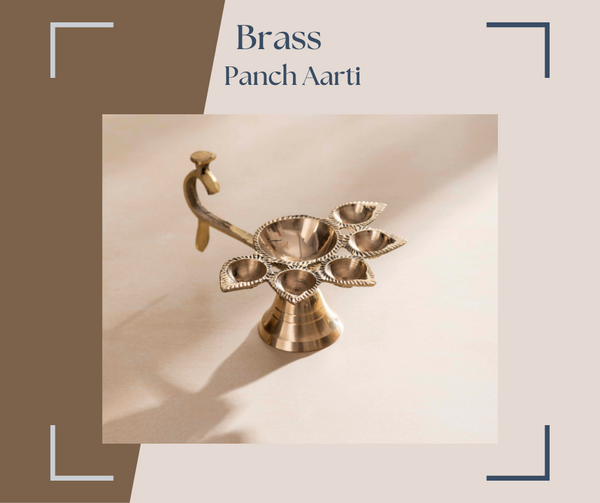 Buy Panch Aarti Diya (Brass) Online in India | Buy Ganga Aarti Diya ...