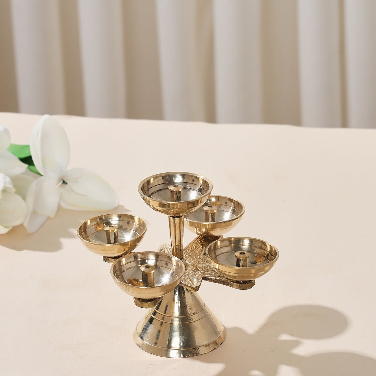 Buy Panch Aarti Diya (Brass) Online in India | Buy Ganga Aarti Diya ...