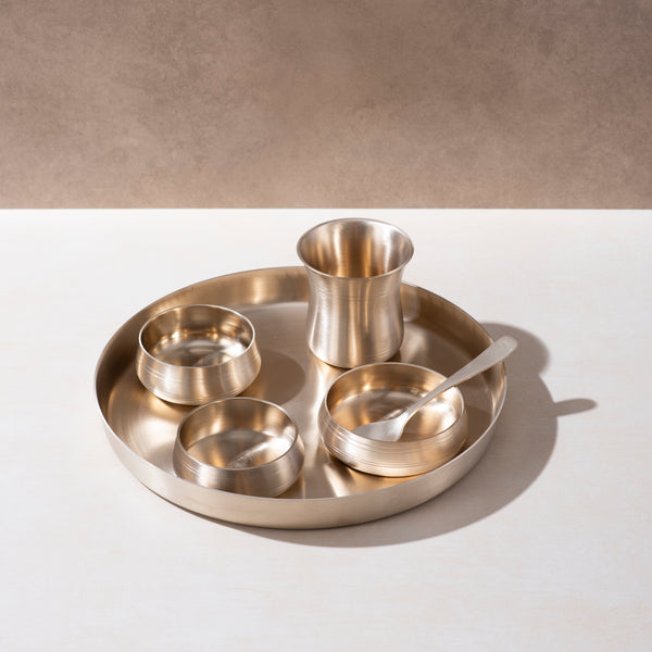 Premium Brass & Kansa Thal Set | Authentic Traditional Dinnerware ...