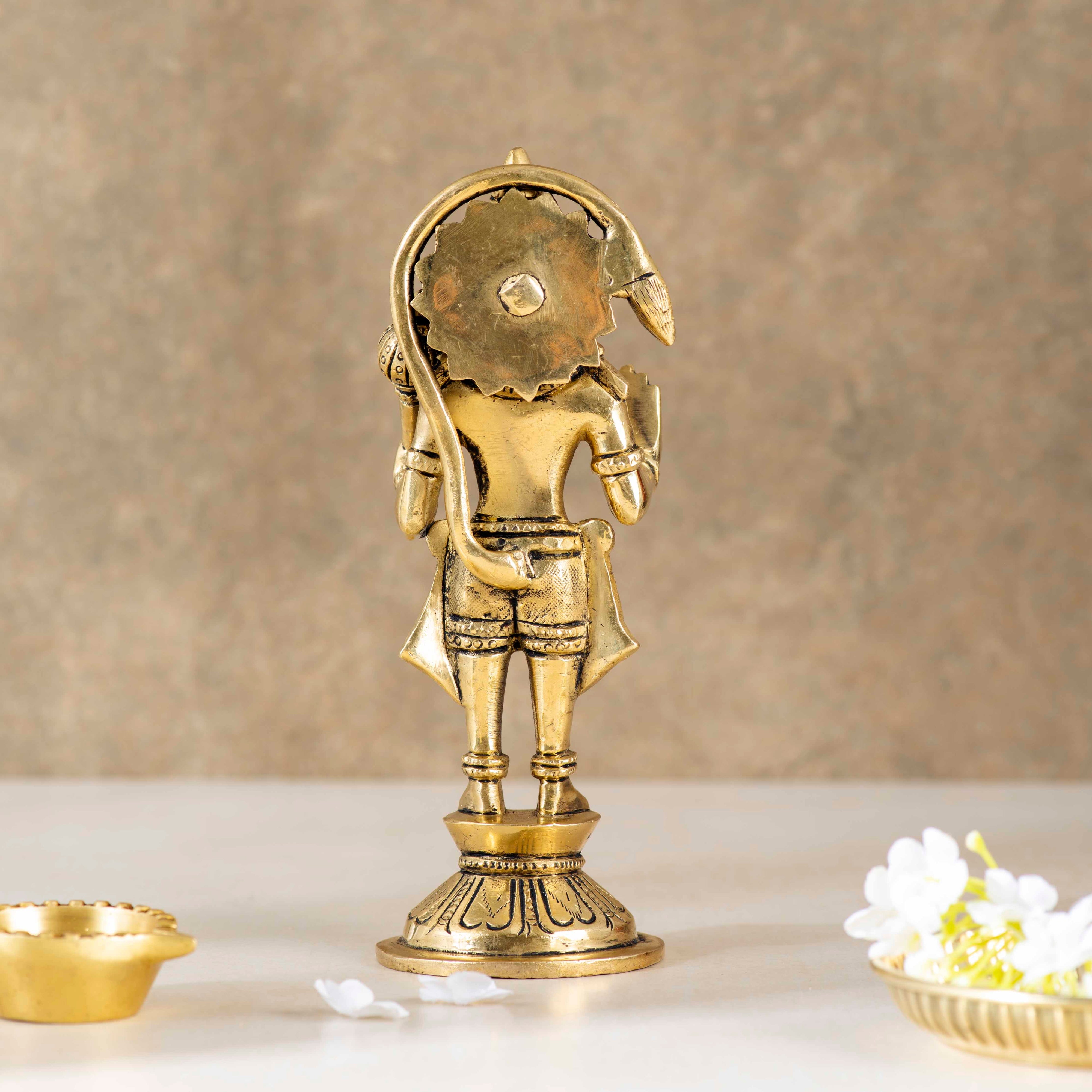 Brass Superfine Standing Hanuman Idol - 7 Inch - Darbar Craft