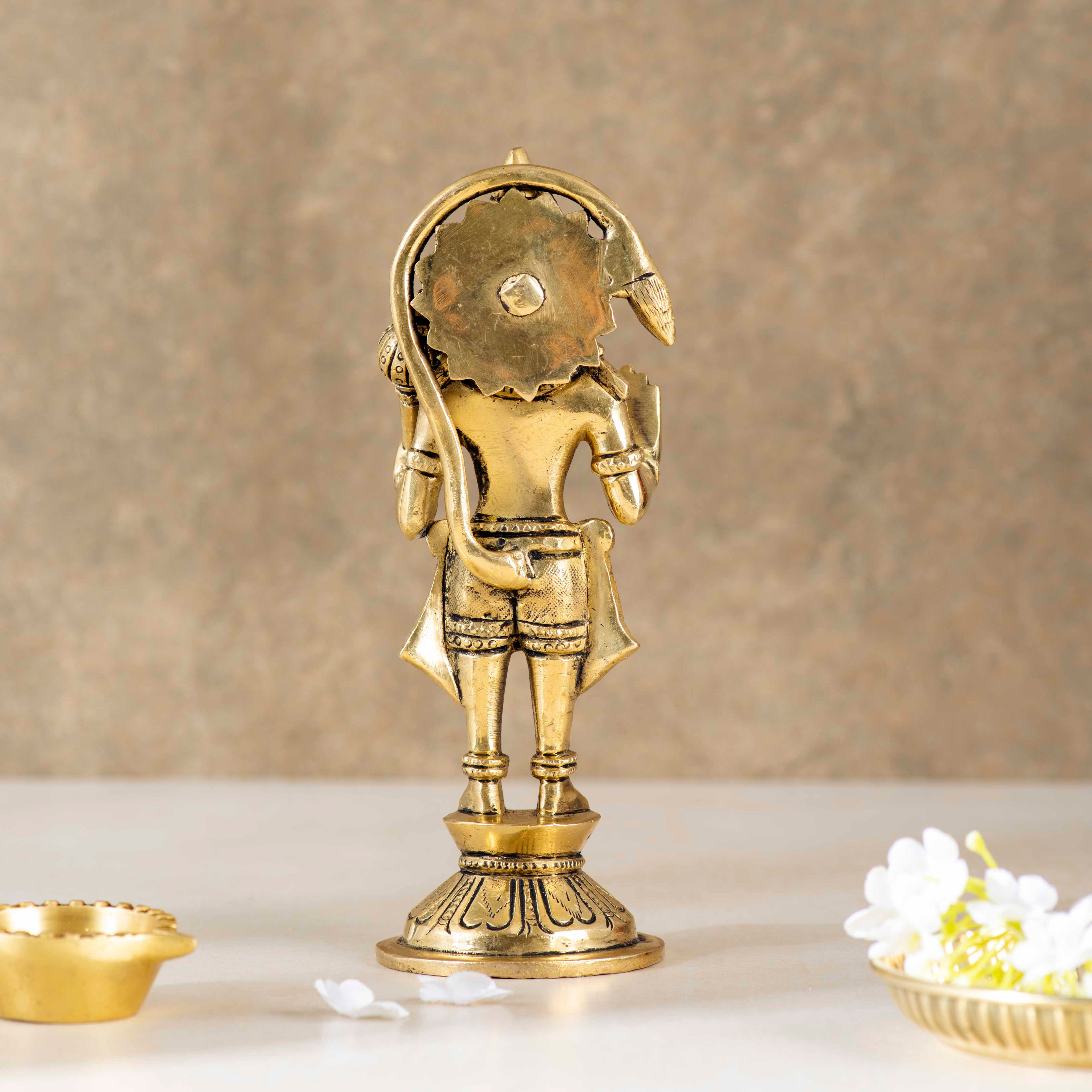 Buy Brass Standing Hanuman Idol – Spiritual Showpiece - 7 Inch - Darbar ...