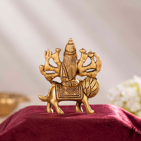 Brass Maa Durga Idol – Devotional Goddess Statue [ 3 inch] - Darbar Craft