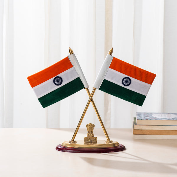 Brass Cross with Indian Flag & Ashok Stambh – 12 inch Patriotic Idol ...