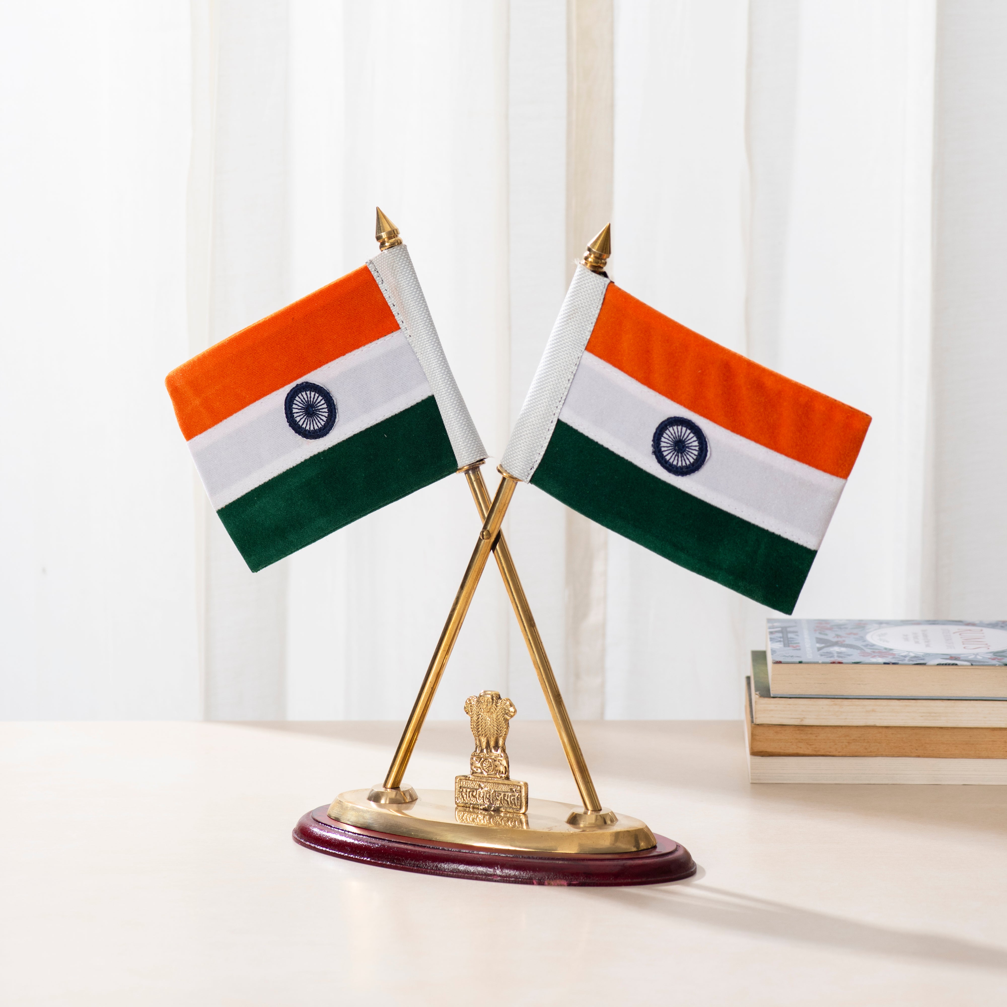 Brass National Flag Stand - 12 inch - Darbar Craft