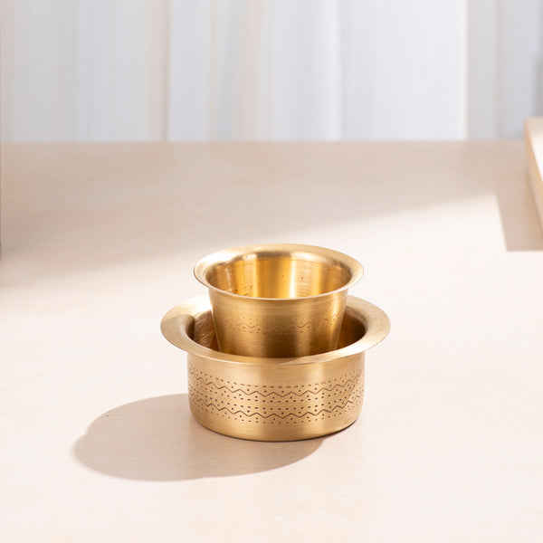Brass Handcrafted Coffee Filter with Dabara Set - Traditional South In ...