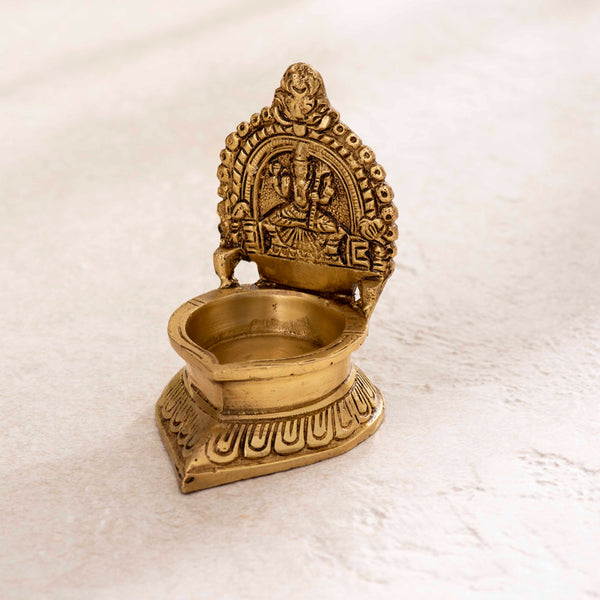 Brass Kamakshi Deepak Pair - 4 Inch - Darbar Craft