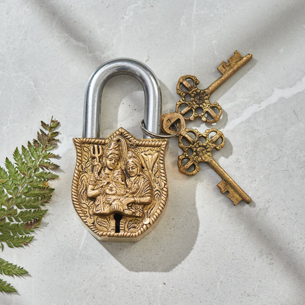 Brass Shiv Pariwar Lock - 4 Inch - Darbar Craft
