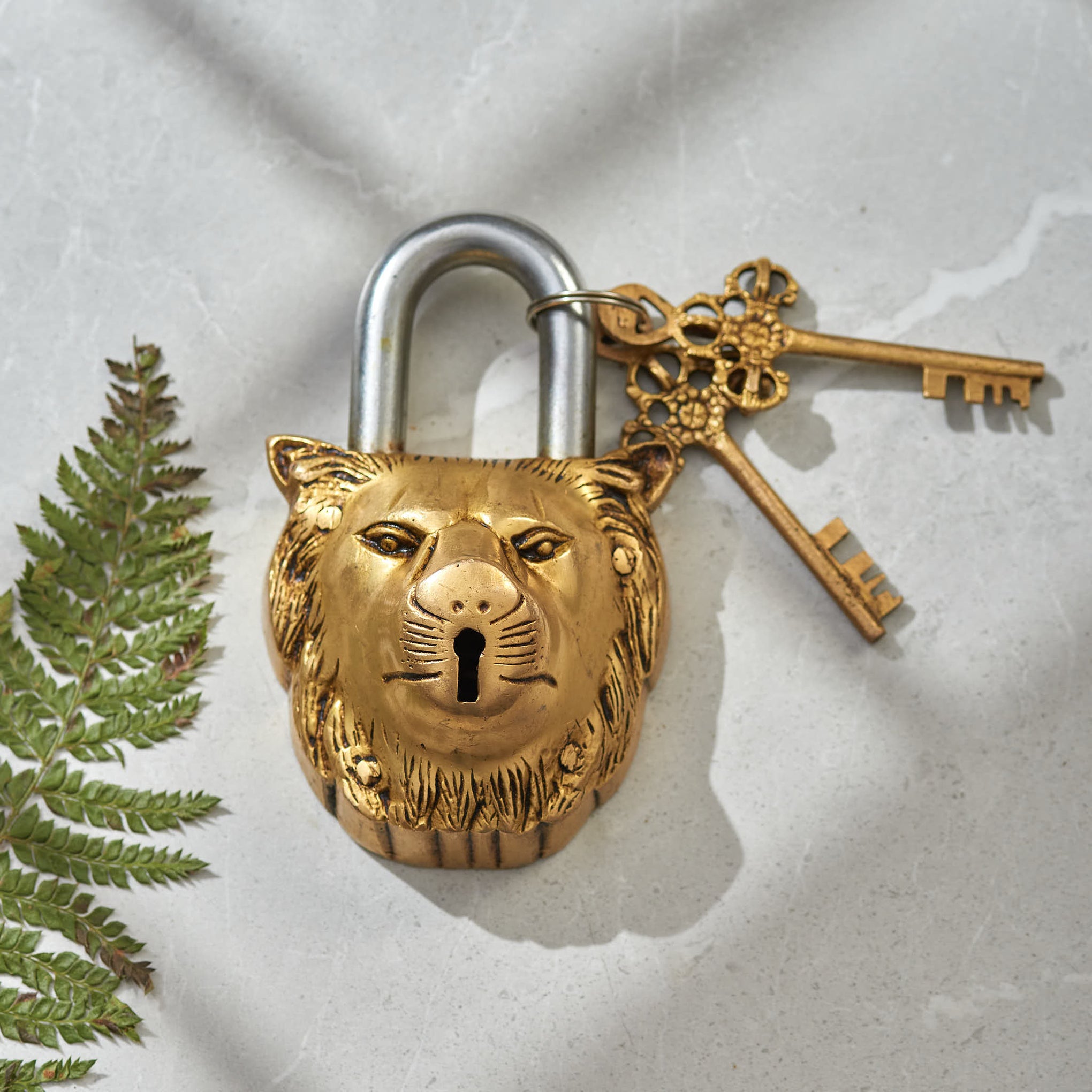 Brass Lion Lock - 5 Inch - Darbar Craft