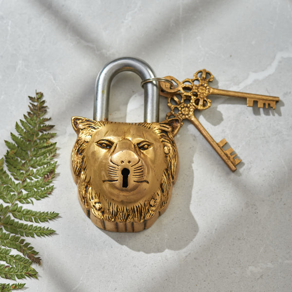 Brass Lion Lock - 5 Inch - Darbar Craft
