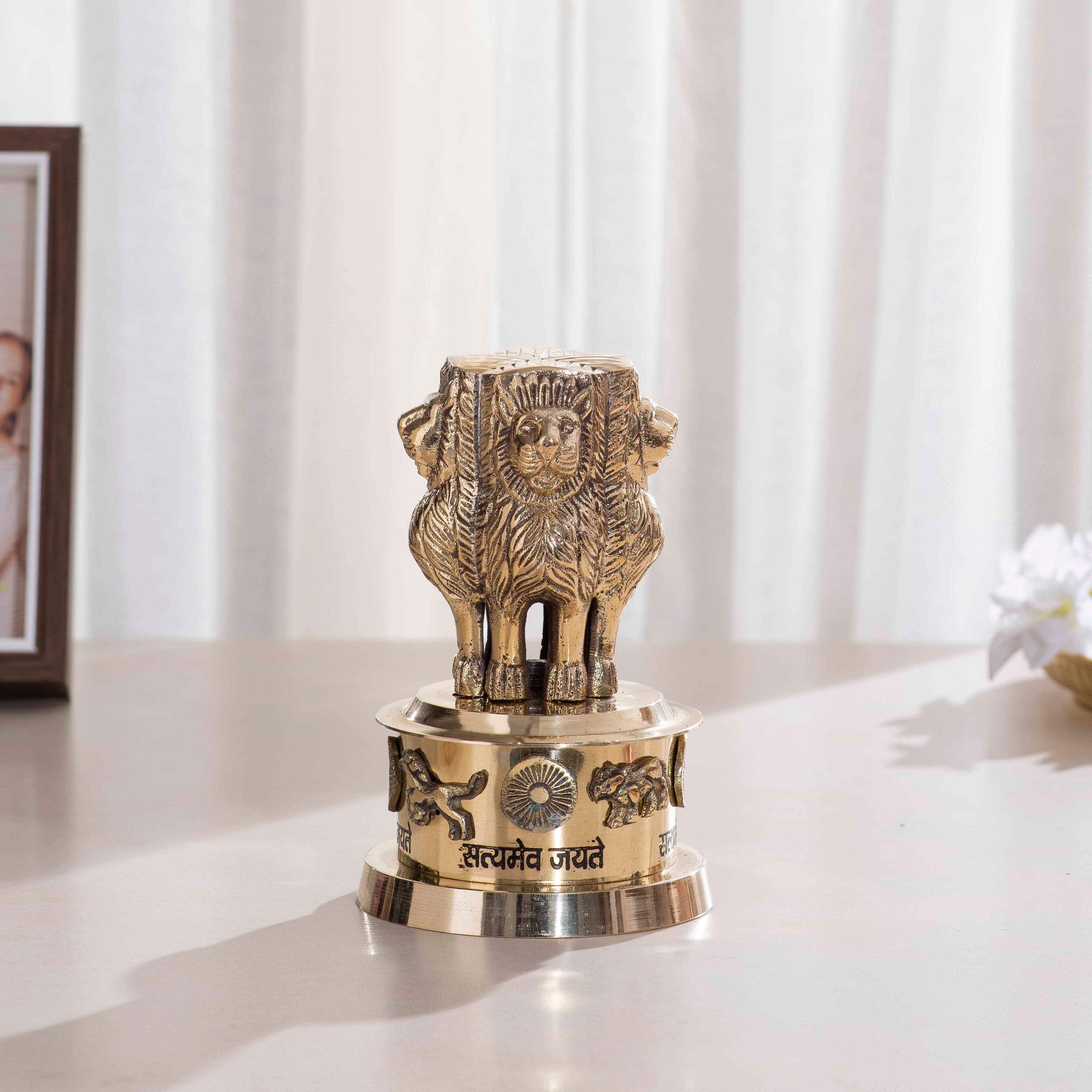 Brass Ashok Stambh – National Emblem Brass Decor for Home & Office - 7 ...